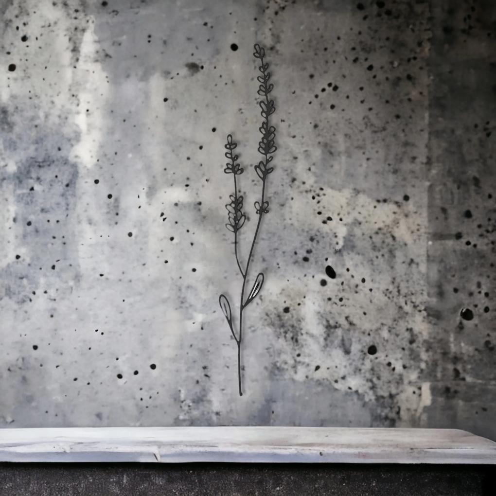 Květina - kovový obraz na zeď Velikost: 200cm, Barva: Black
