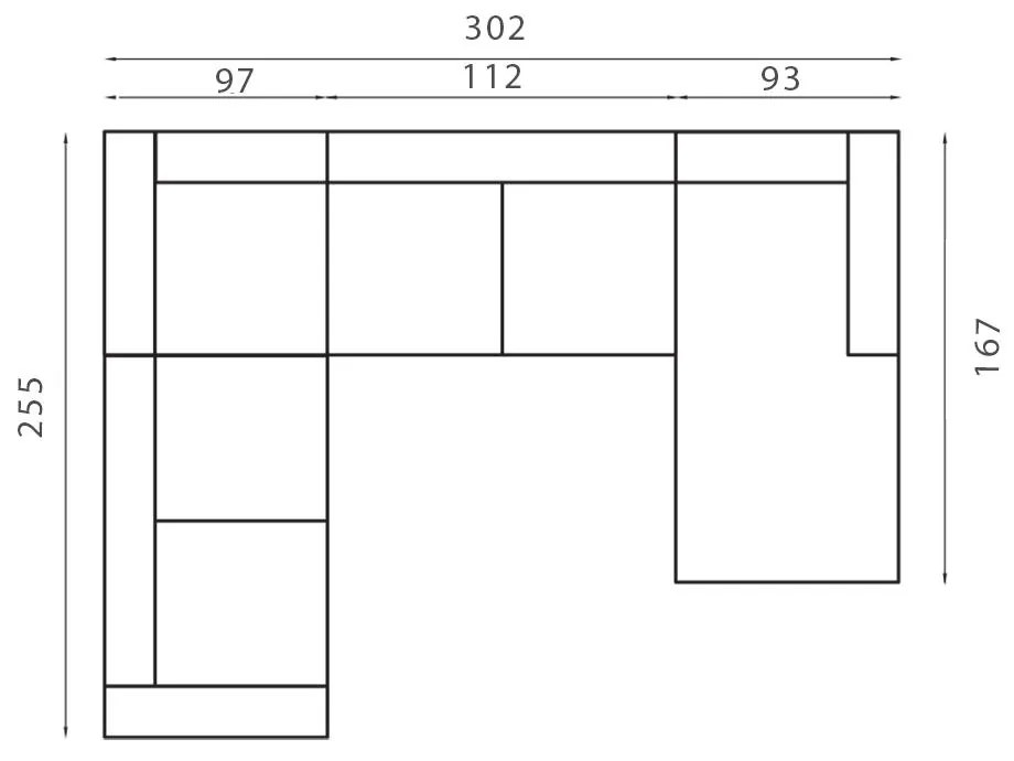 Sedací souprava VENTO U | 255x302x167 | VÝBĚR TKANIN | s úložným prostorem a rozkladem