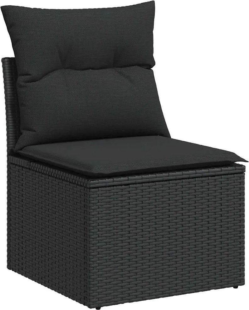 11dílná zahradní sedací souprava s poduškami černá polyratan 3219485