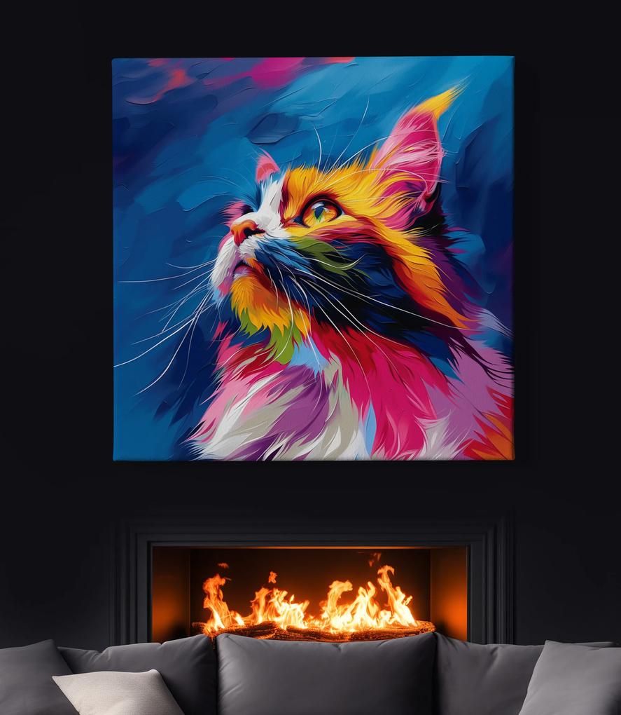 Obraz na plátně - Kočka pozoruje nebe FeelHappy.cz Velikost obrazu: 120 x 120 cm