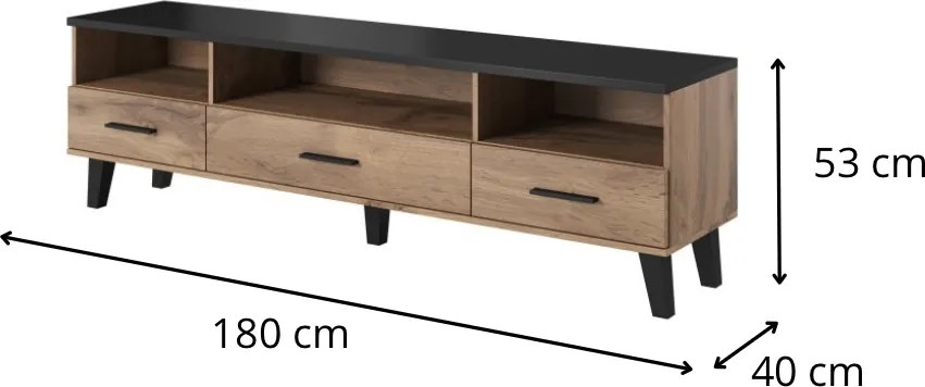 TV stolek Lotta 180 cm dub wotan/černý