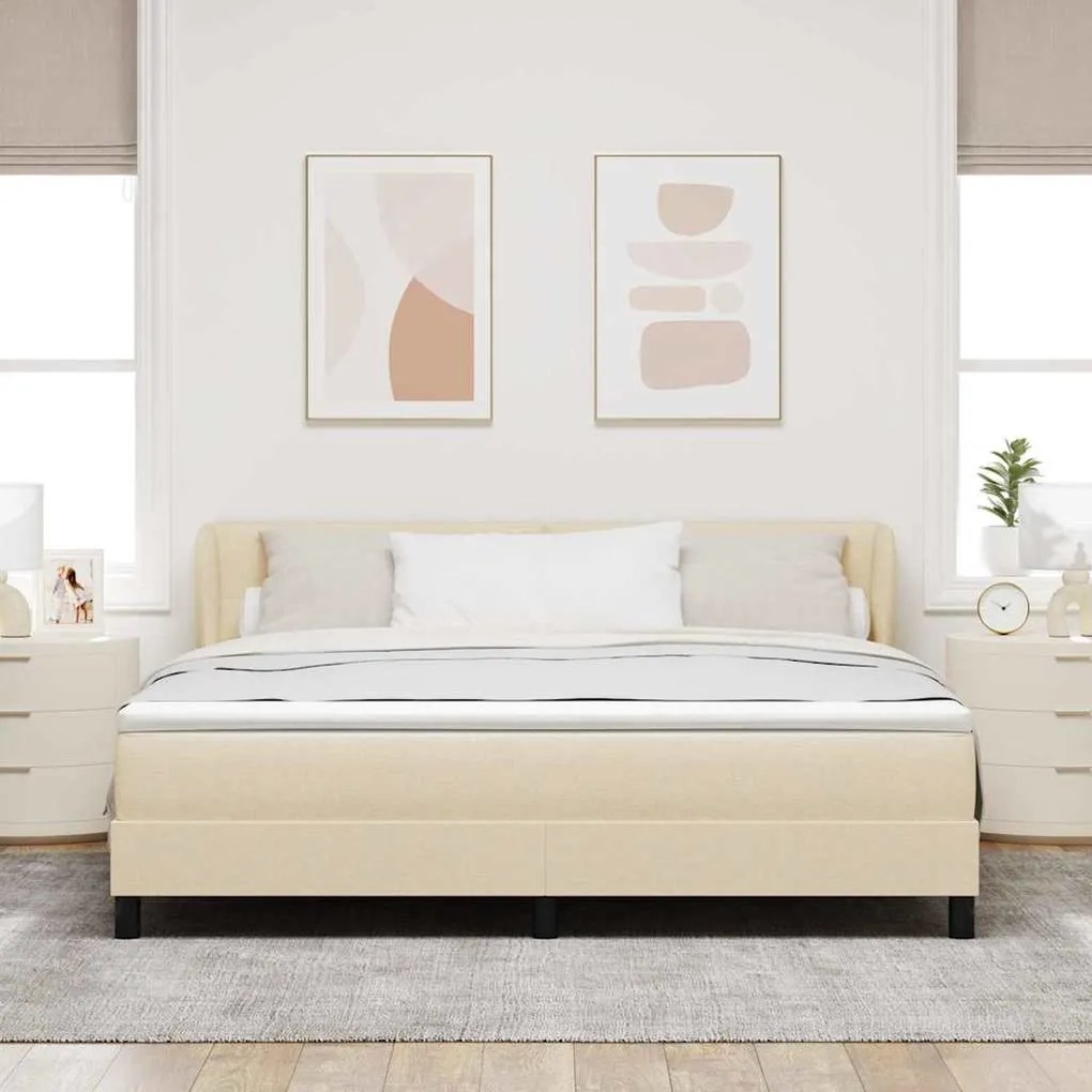 Postel s boxspringem s čelo Krémová 180 x 200 cm textil 3340043