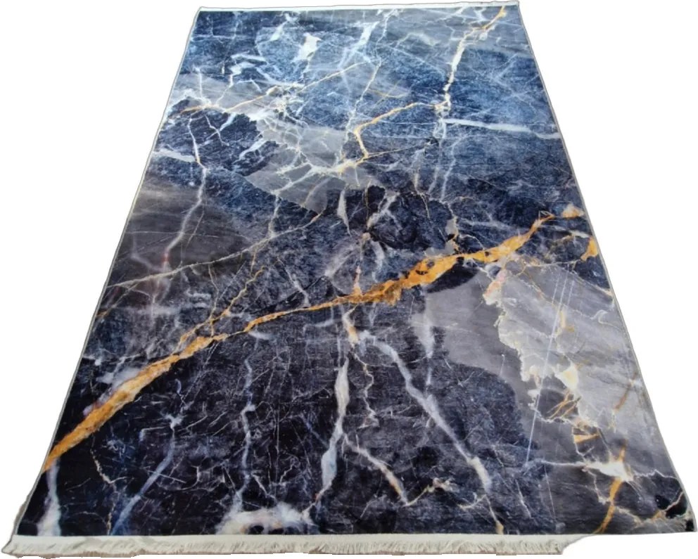 HU Modrošedý moderní koberec VELVET M281 Rozměr: 50x80 cm
