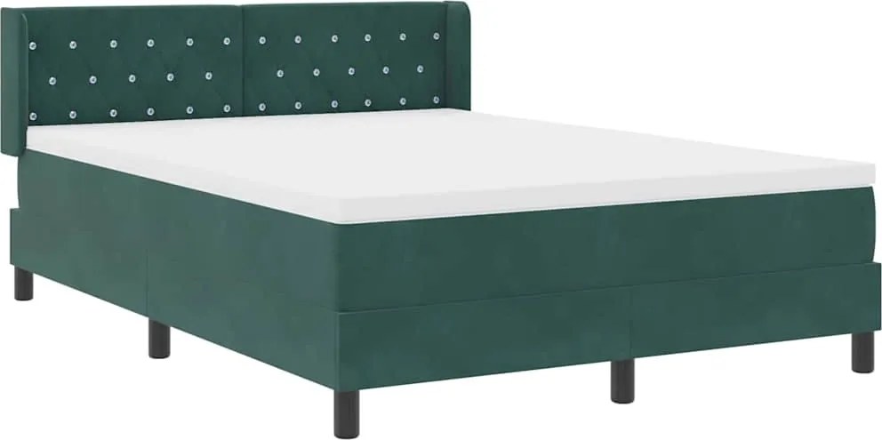 Postel s boxspringem s čelo Tmavě zelená 190 x 140 cm samet 3341411