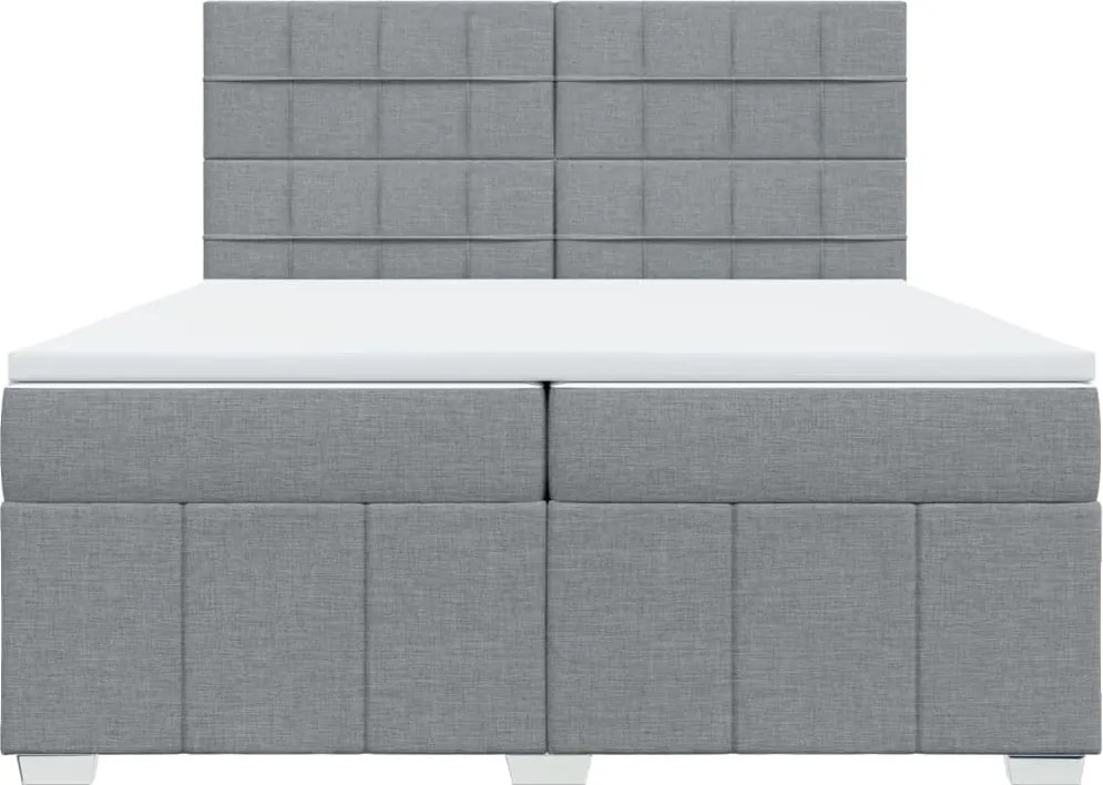 Box spring postel s matrací světle šedá 200 x 200 cm textil 3294075