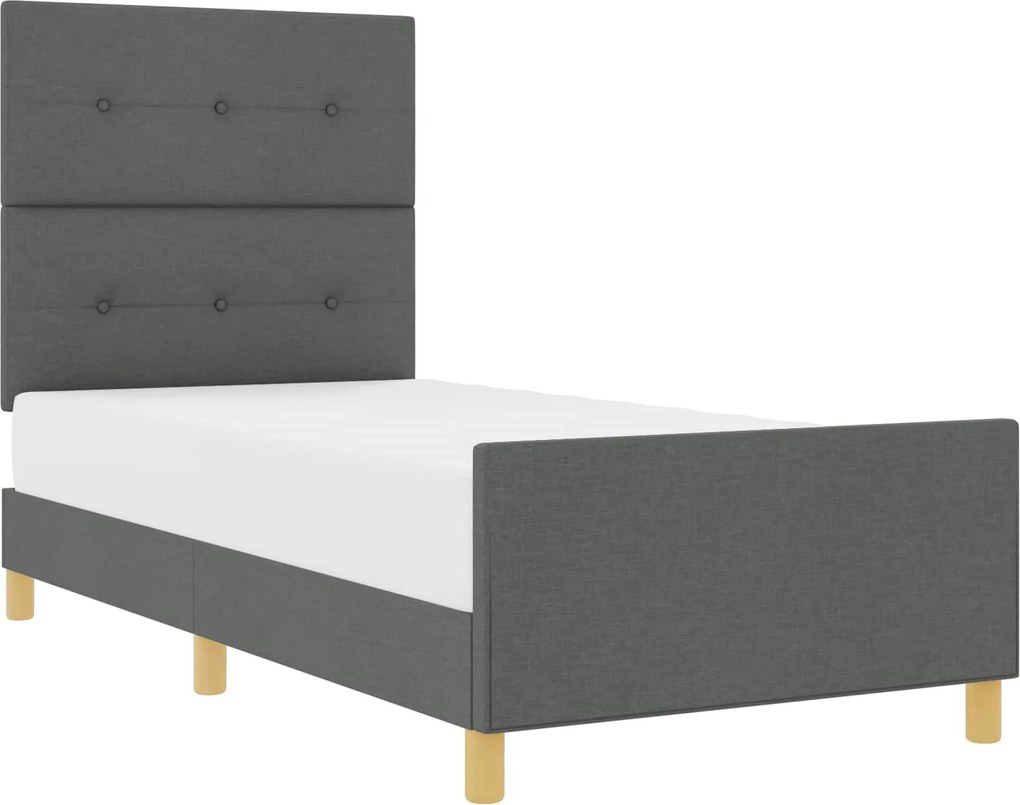 Rám postele s čelo Tmavě šedá 90 x 200 cm textil 3344698
