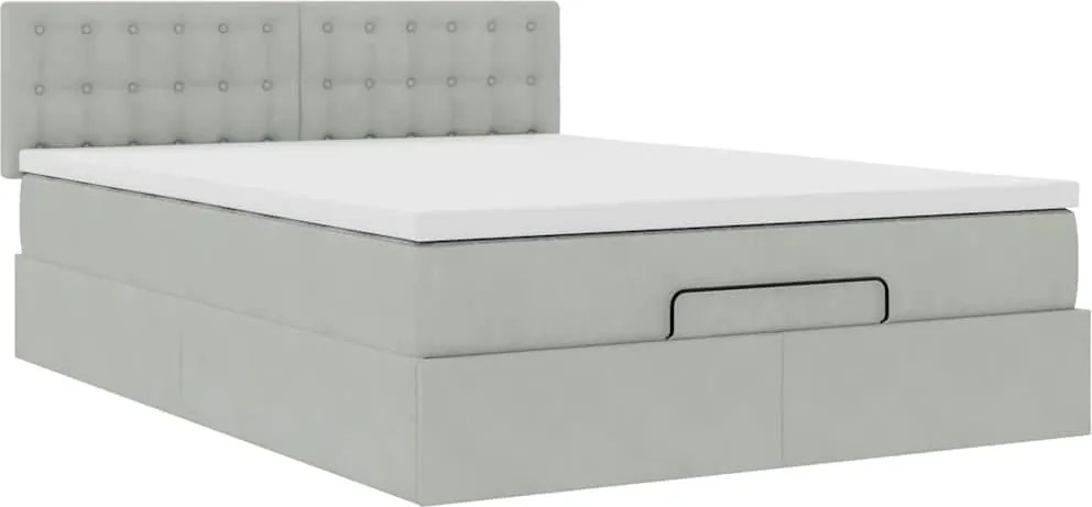 Osmanský rám postele s matrací světle šedá 140x190cm samet 3312764