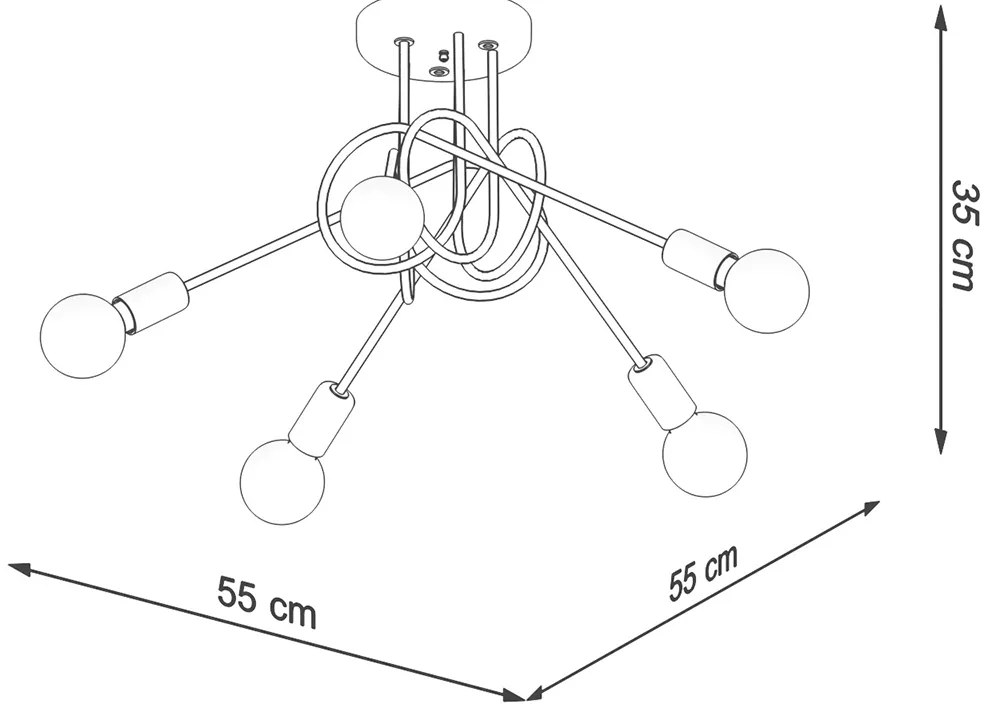 Stropní svítidlo Loop 5, černé tělo svítidla