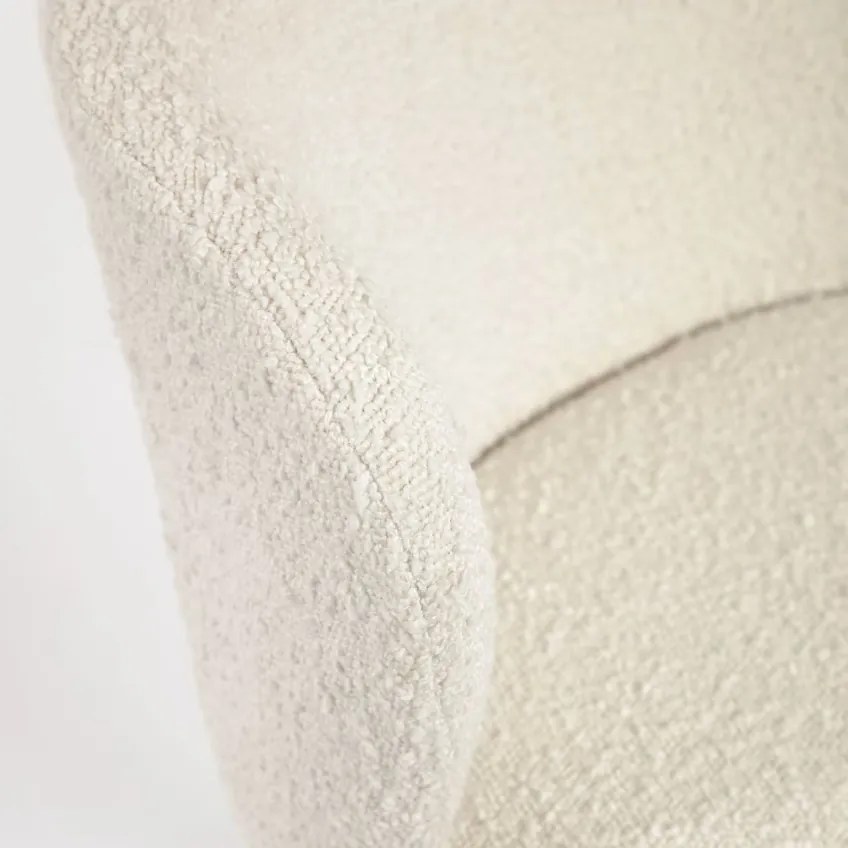 Bílá bouclé barová židle Kave Home Ciselia 65 cm