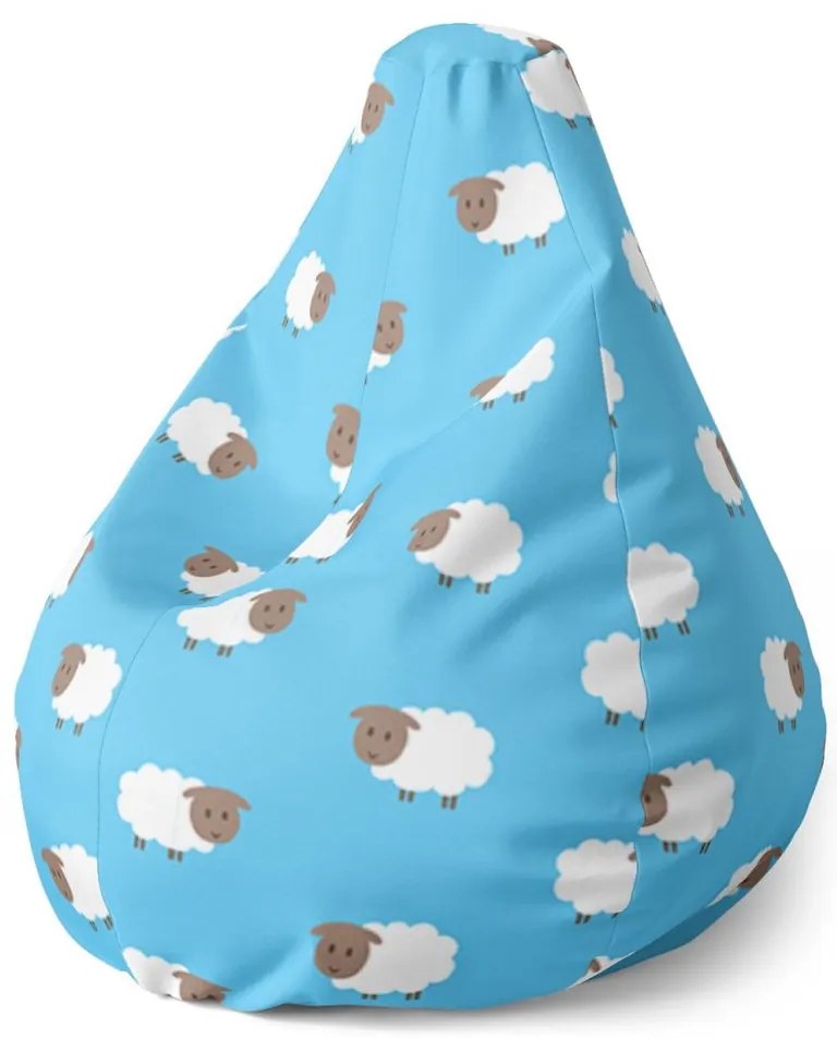 Sedací vak Pear ovečky - dětský, modrá