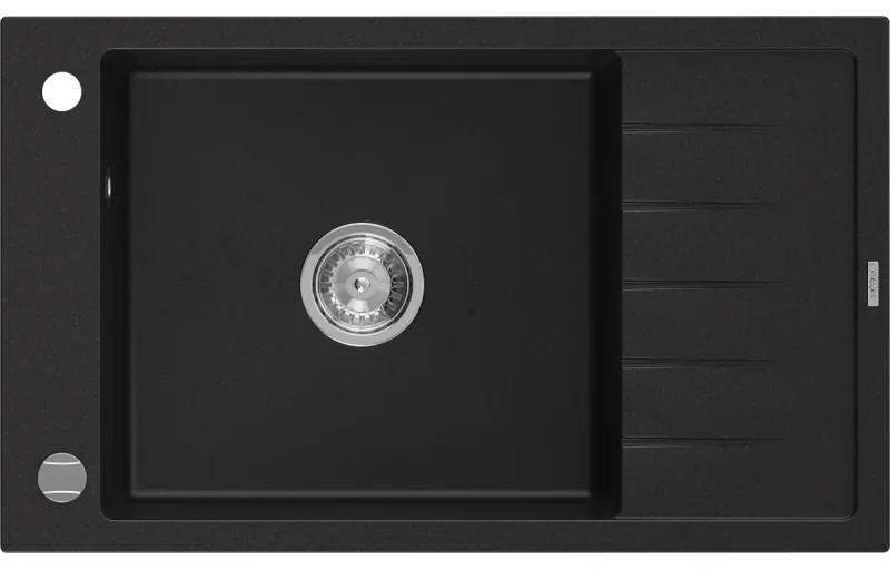 Mexen Elias 1-miskový granitový dřez s krátkým odkapávačem 795 x 480 mm, Černá - 6511791005-77