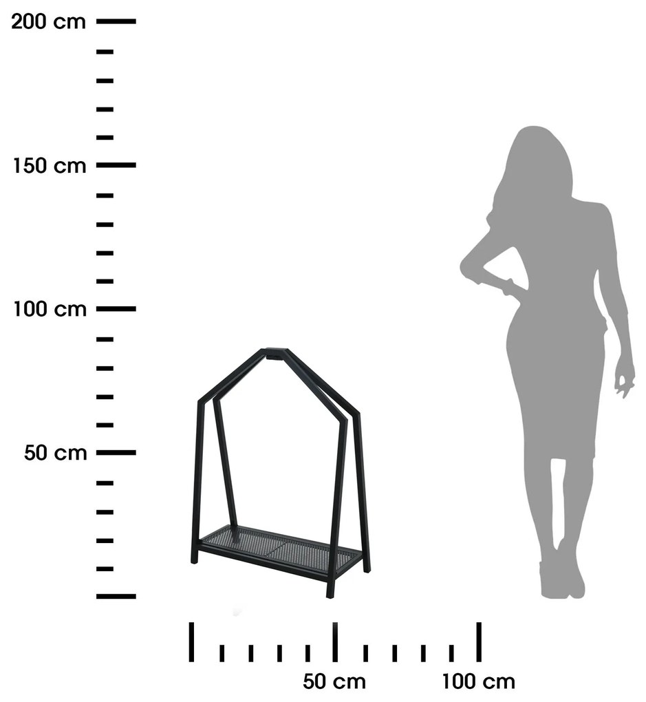 Kovový stojan na dřevo Sima, 58x78 cm, černá