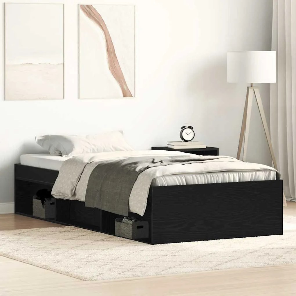 Rám postele bez matrace Dub černý 90x190 cm Dřevěné konstrukce 3329331