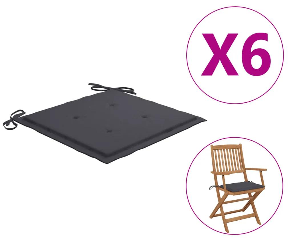 314003 vidaXL Podušky na zahradní židle 6 ks antracitové 40x40x3 cm textil