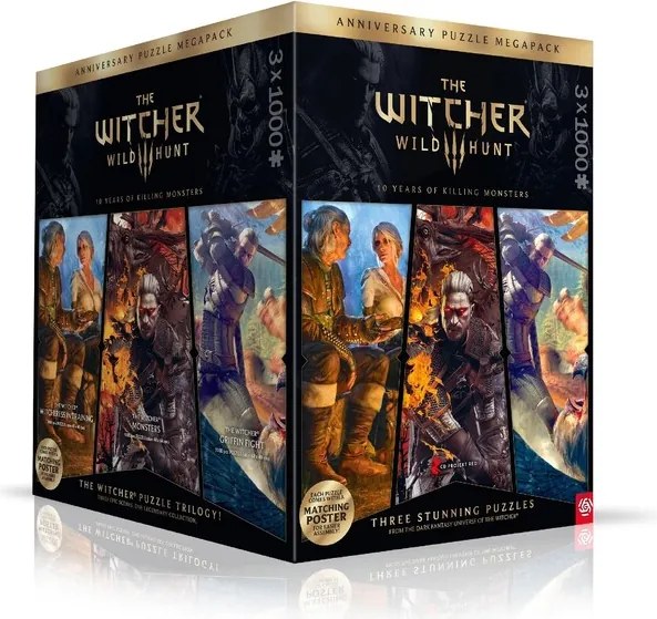 The Witcher 3: Wild Hunt 10 Years of Killing Monsters Puzzle Trilogy 3x1000 Vícebarevná