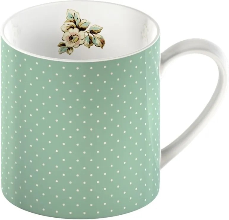 Zelený porcelánový hrnek s puntíky Creative Tops Cottage Flower, 330 ml