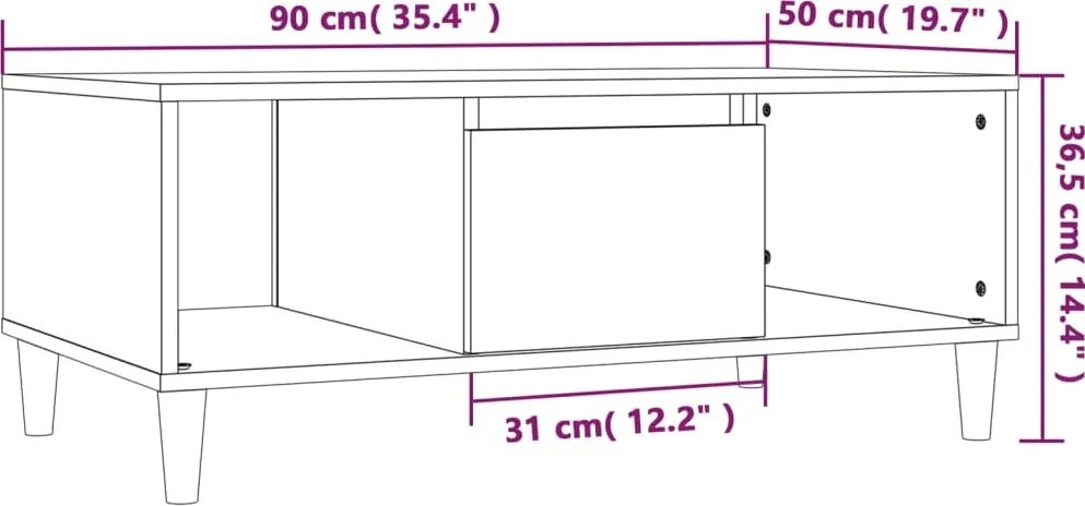 vidaXL Konferenční stolek 90x50x36,5 cm kompozitní dřevo [821065] Barva: Bílá