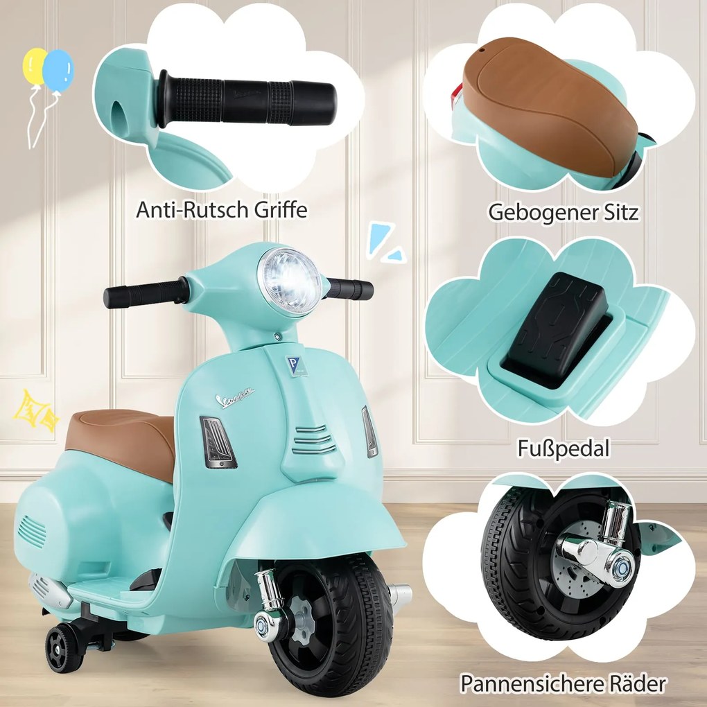 Costway Licencovaná dětská elektrická motorka Vespa 6 V bateriový motocykl