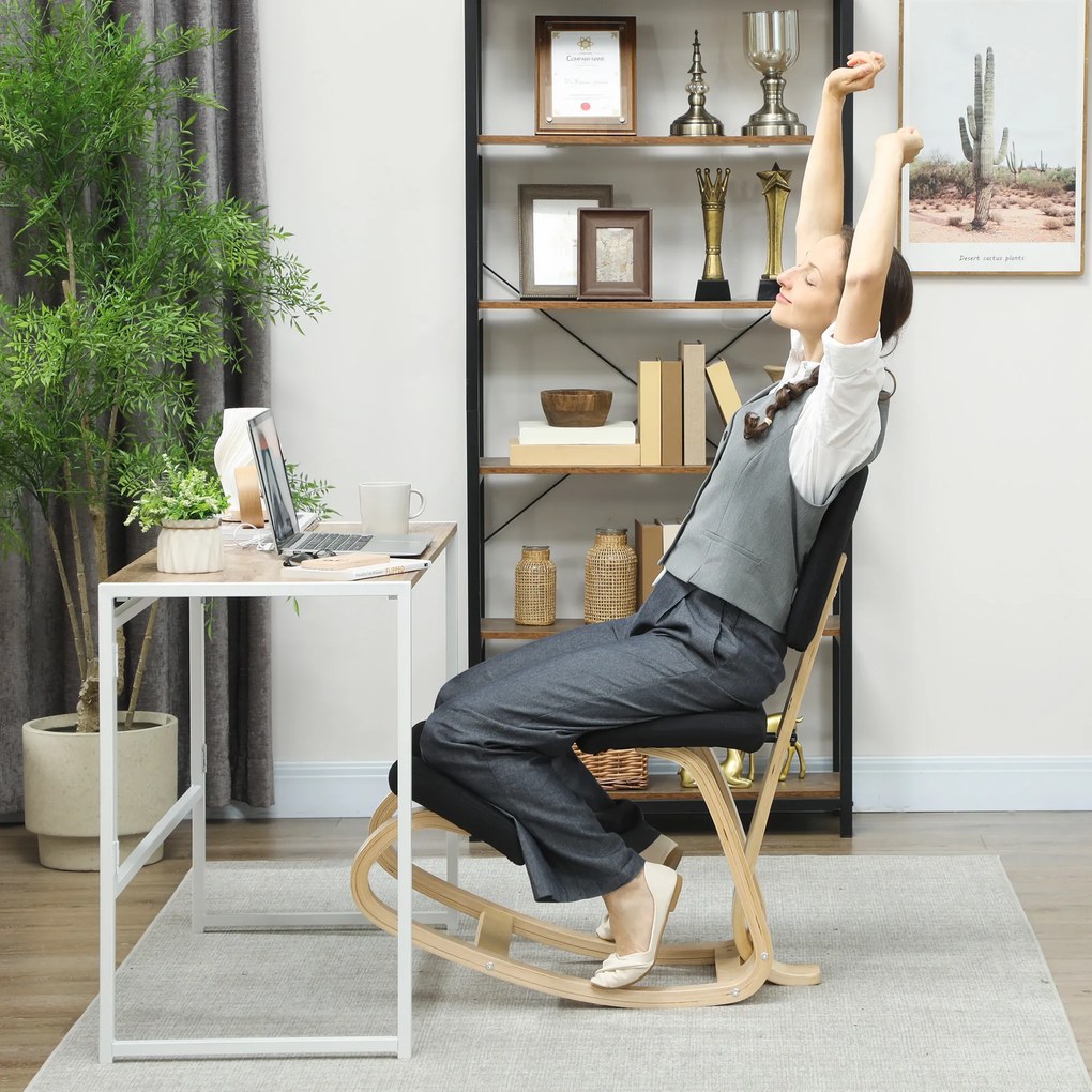 HOMCOM Ergonomická kolenní židle, kolenní stolička, zdravotní židle pro domácnost, kancelář, meditaci, černá