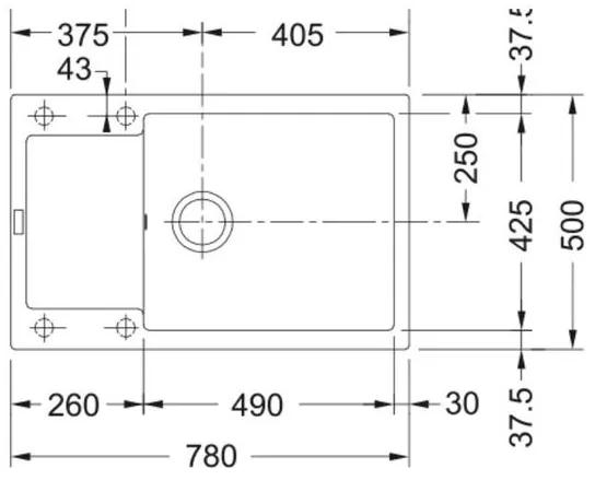 Franke Maris MRG611-78BB Granitový dřez s odkapem oboustranné provedení, 78x50cm, černá mat, 114.0637.575
