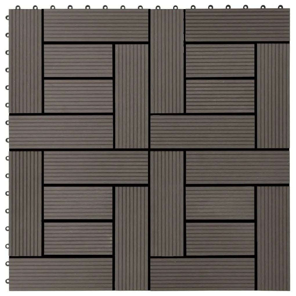 45028 vidaXL Terasové dlaždice z dřevoplastu 11 ks 30x30 cm 1 m² tmavě hnědé
