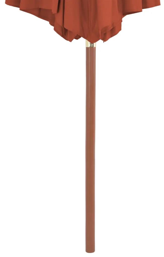vidaXL Zahradní slunečník s dřevěnou tyčí 300 cm terakotová