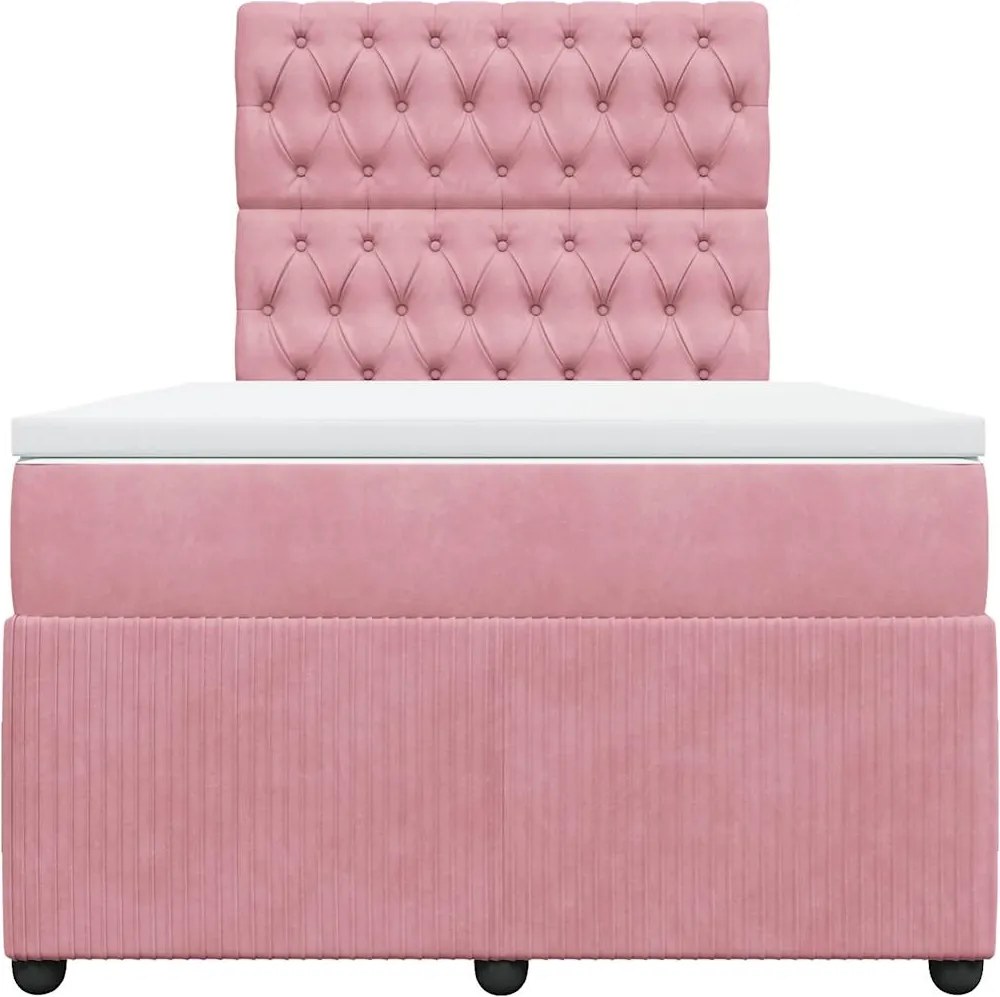 Box spring postel s matrací růžová 120 x 200 cm samet 3294621