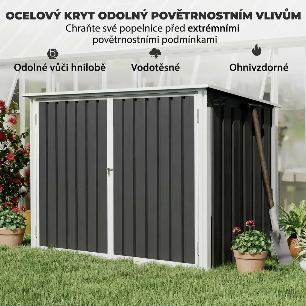 Přístřešek na 2 popelnice z pozinkované oceli, antracitový 845-436V02CG