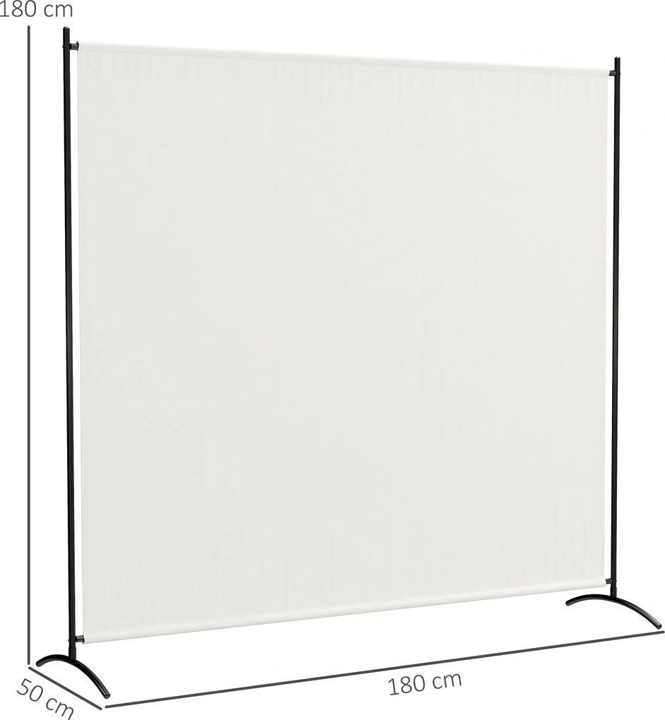 Outsunny jednopanelová venkovní přepážka pro soukromí, voděodpudivý panel s UV30+, stabilní základna, béžová (180 × 50 × 180 cm)