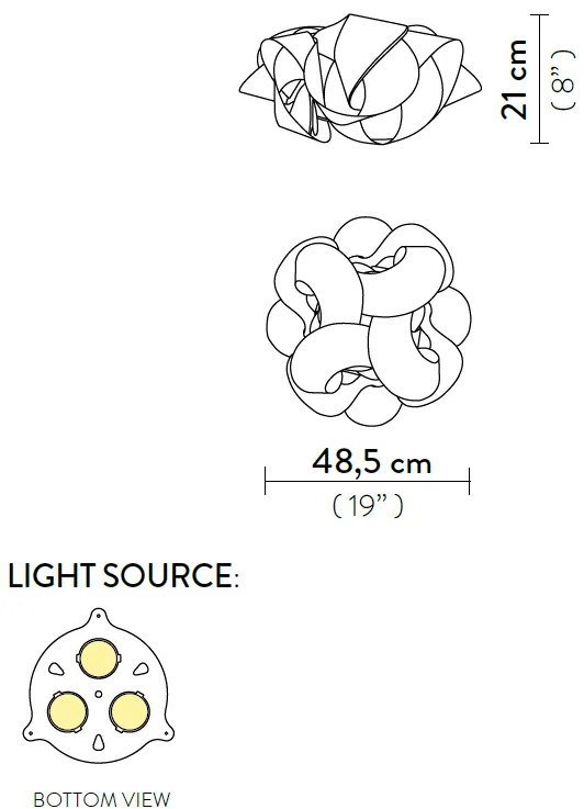 Slamp Fabula ceiling prisma, designové stropní svítidlo, 3x8W LED E27, prům. 48cm