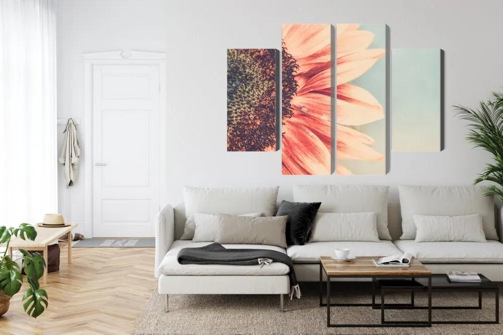 Vícedílný obraz Kvetoucí Slunečnice V Makro Měřítku Nedostatek Nedostatek Přírodní plátno 200x150