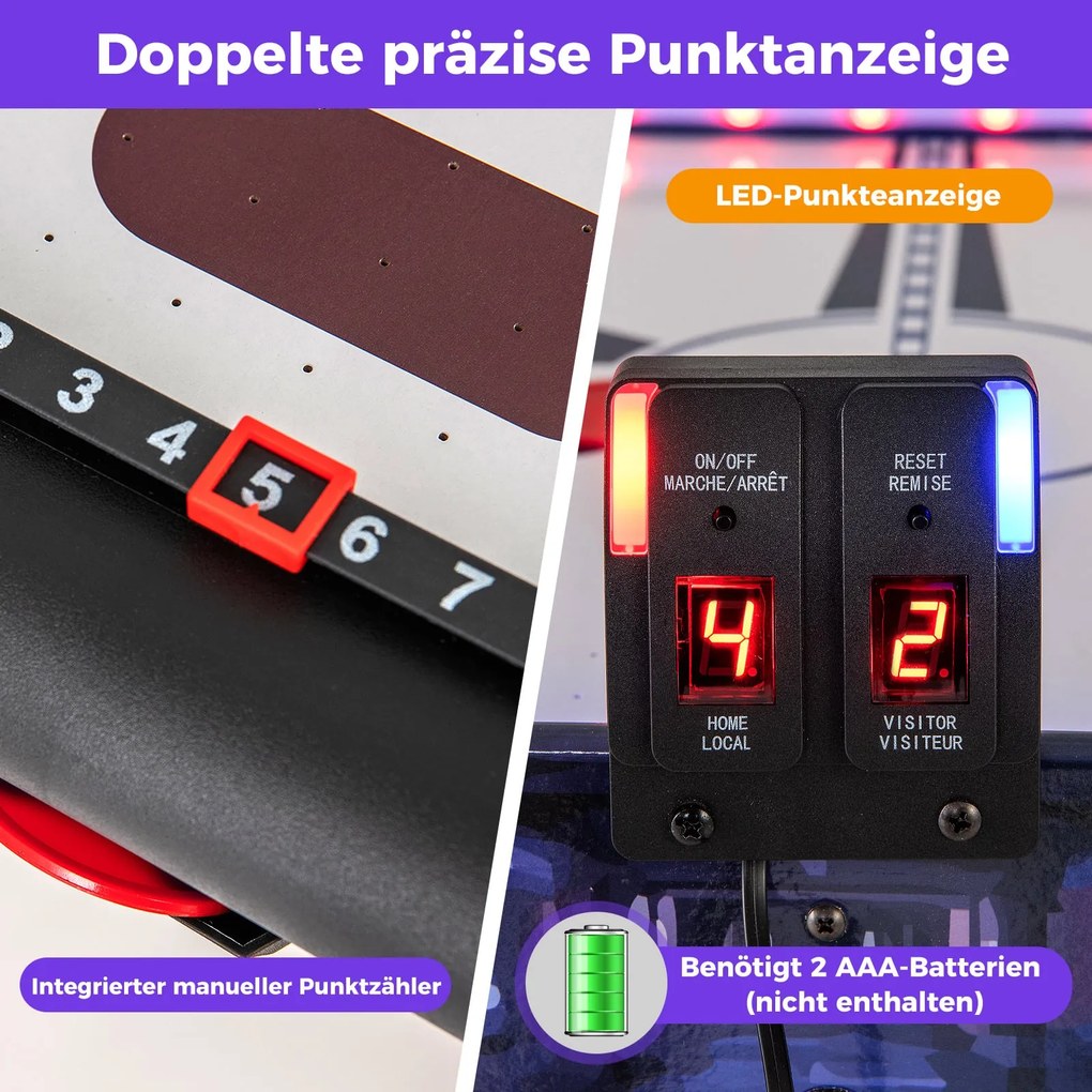 Costway Air Hockey Table Poháněný hokejový stůl s 2 posuvníky a puky
