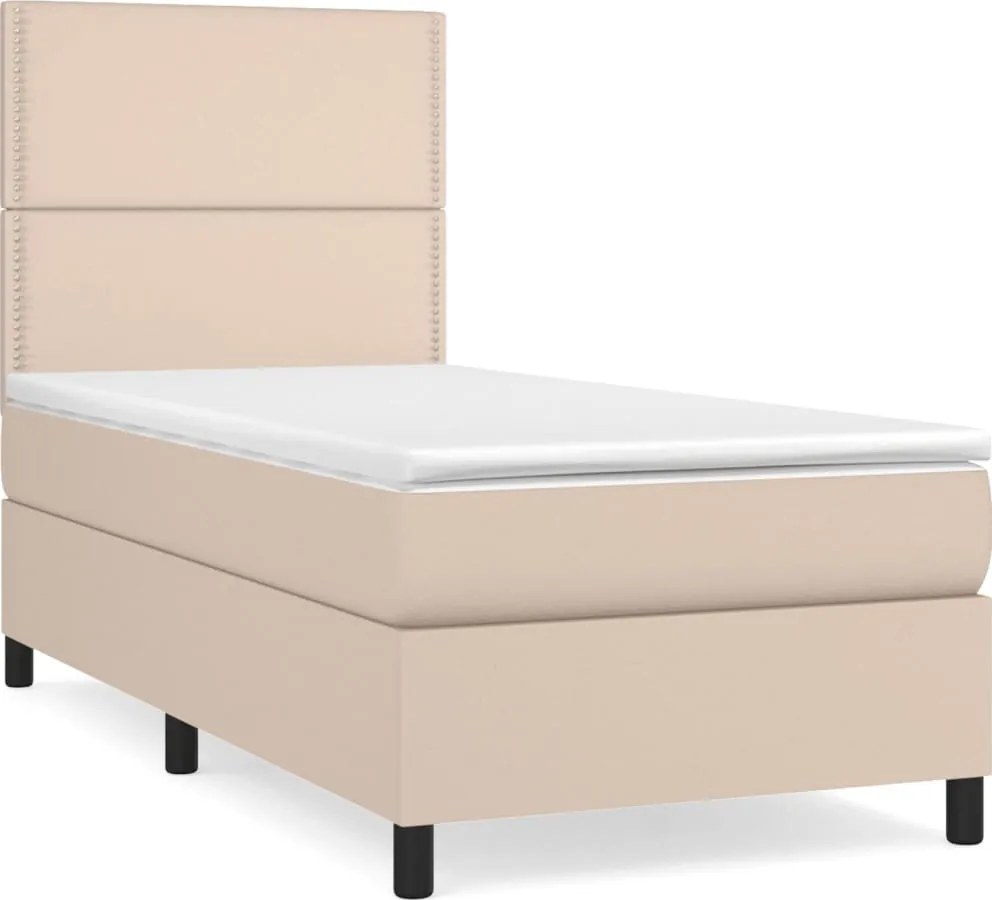 vidaXL Box spring postel s matrací 80 x 200 cm umělá kůže [3142754] Barva: Bílá