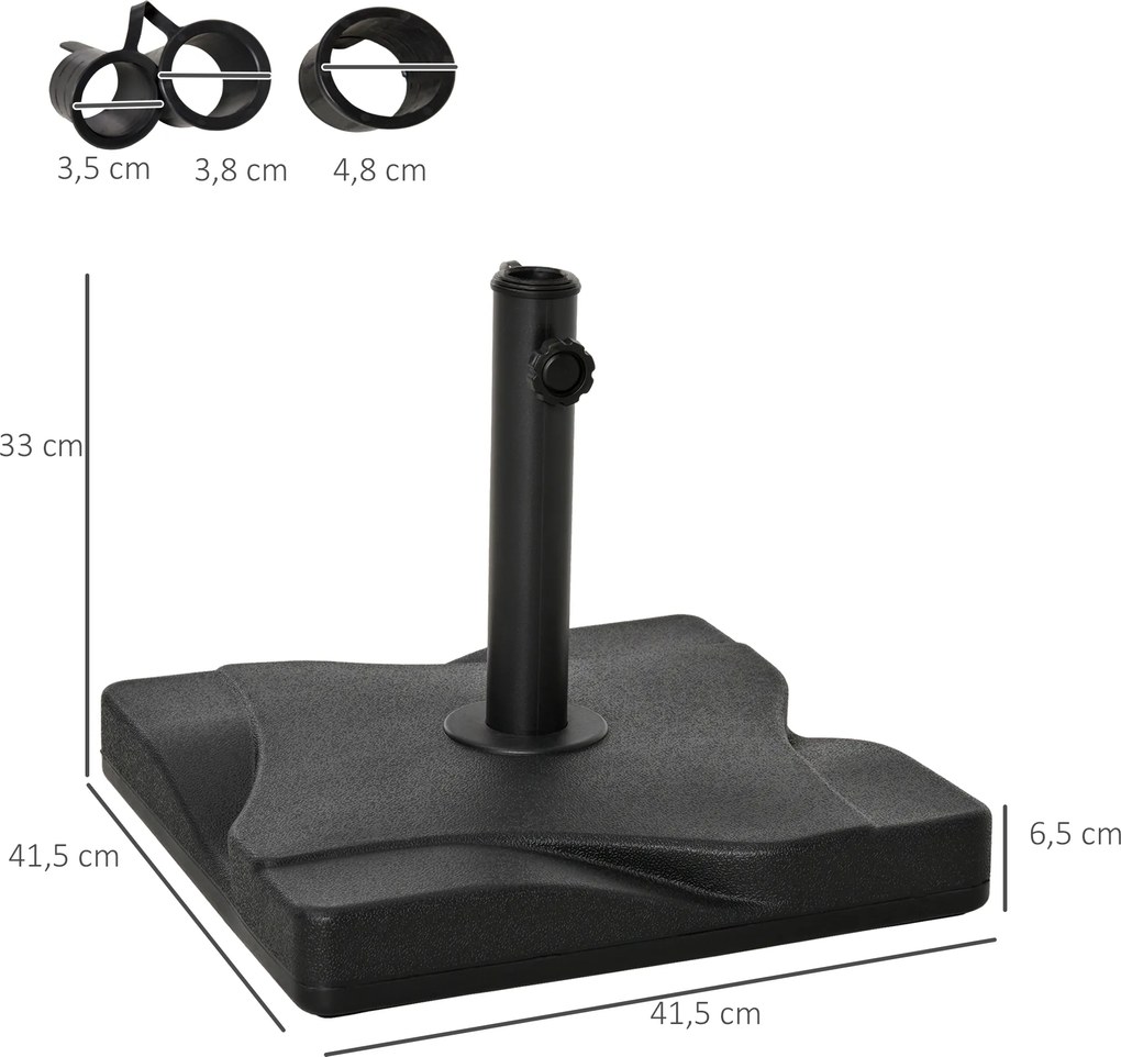 Kovový stojan na slunečník Outsunny černý 45x45x39 cm pro slunečníky Ø35/38/48 mm stabilní a robustní |