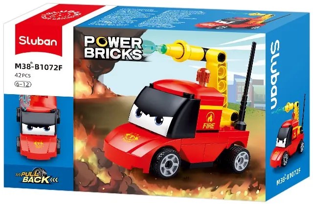 Sluban Power Bricks M38-B1072F Natahovací autíčko s očima Hasiči
