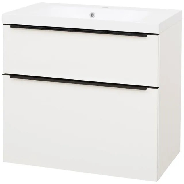 Mereo Mereo, Mailo, koupelnová skříňka s umyvadlem z litého mramoru 81 cm, bílá, dub, antracit, CN541MB