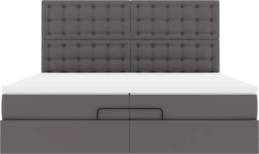 Osmanský rám postele s matrací šedá 200x200cm umělá kůže 3313024