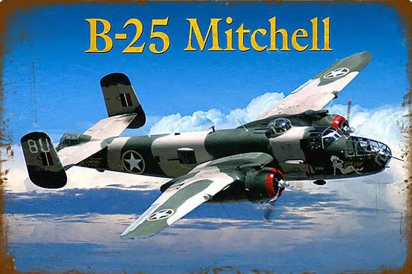 Plechová cedule B -25 Mitchell Velikost: A5 (20 x 15 cm)