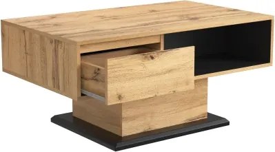 Aosom Konferenční stolek se dřevěnou strukturou, 100x60 cm, oboustranný konferenční stolek pro obývací pokoj a kancelář, dub + antracit