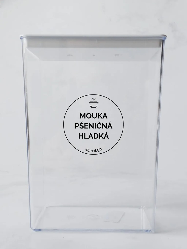 MOUKA PŠENIČNÁ HLADKÁ - omyvatelná samolepka na dózu, výběr rozměrů Ø 5 cm / 5 x 5 cm / 6 x 8 cm | DomaLEP
