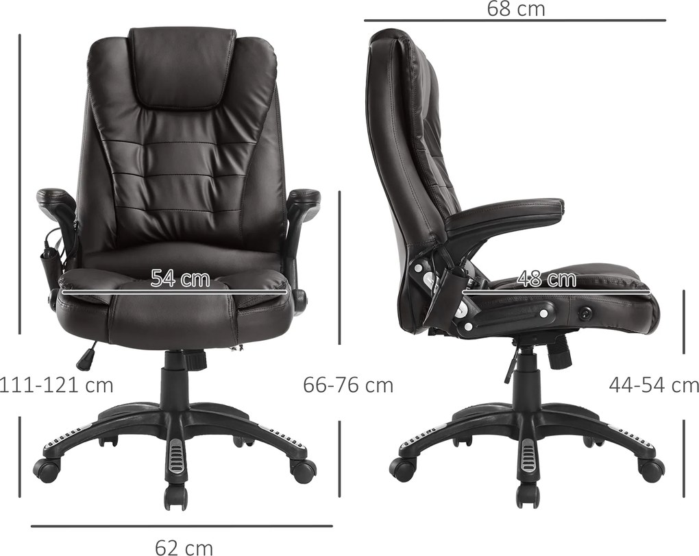 HOMCOM Masážní křeslo HOMCOM, kancelářské křeslo, kancelářské křeslo, manažerské křeslo, herní křeslo s 6bodovou vibrační masáží, funkce vyhřívání, u…