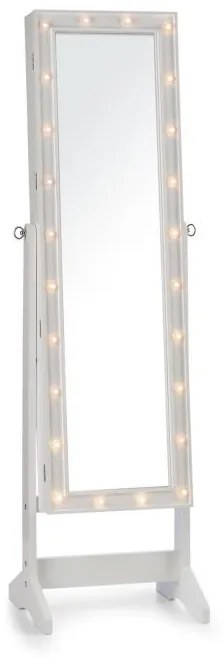 OneConcept Smilla, skříňka na šperky se zrcadlem, 24 led světel, sklopná, zámek, bílá