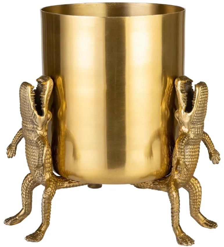 Zlatá kovová váza Bold Monkey Surrounded By Crocodiles 31,5 cm