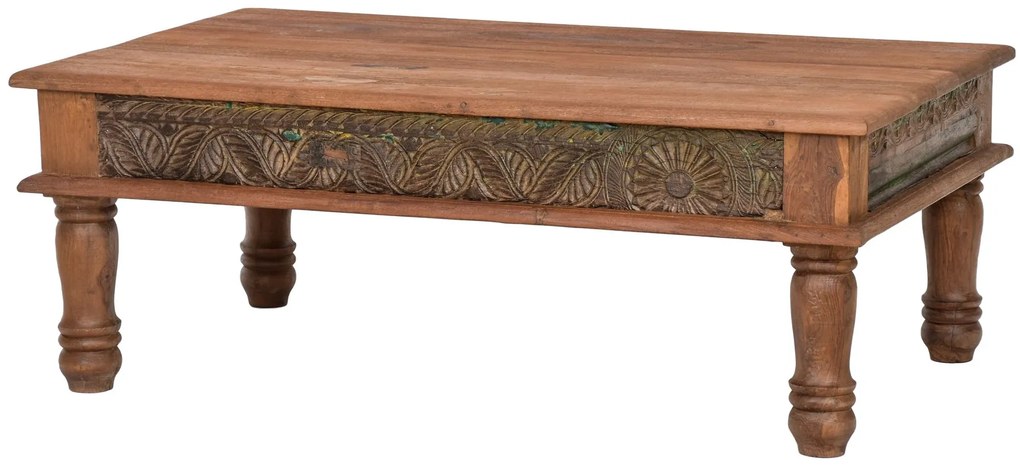 Sanu Babu Konferenční stolek z teakového dřeva, ruční řezby, 122x75x45cm