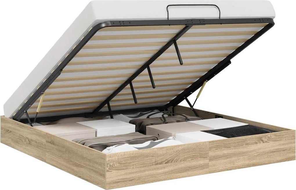 Ottoman postel Sonoma dub 203 x 160 x 25 cm Dřevěný materiál 3409215