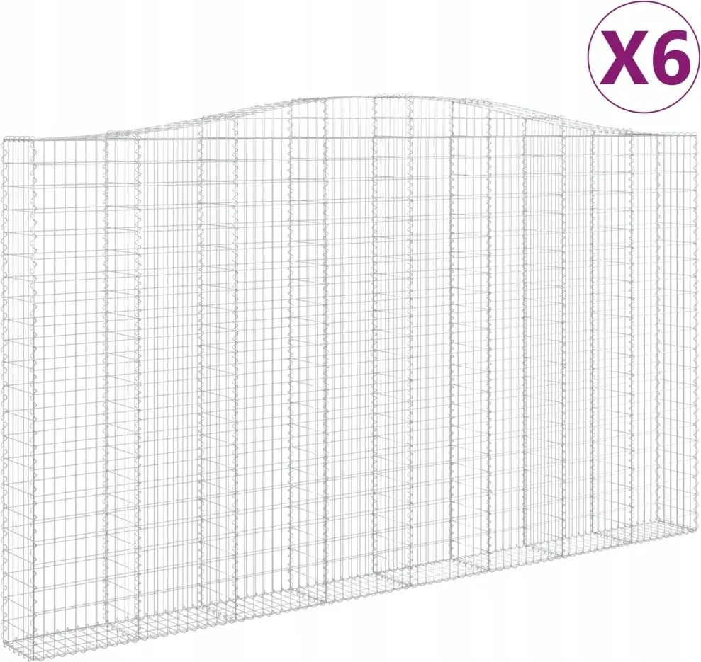 vidaXL Gabionové koše, 6 ks, 400x30x220/240 cm, galvanizované železo
