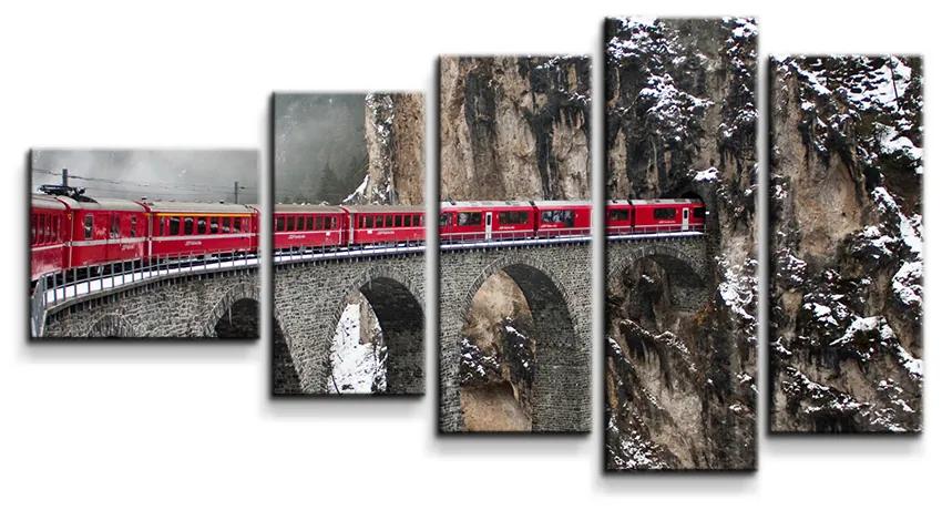 Sablio Obraz - 5-dílný Vlak na mostě 2 - 100x60 cm