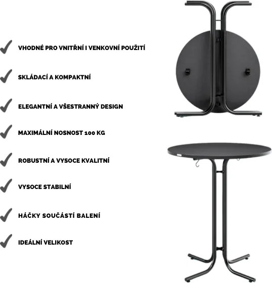 Cateringový skládací barový stůl Malik 80 cm šedý