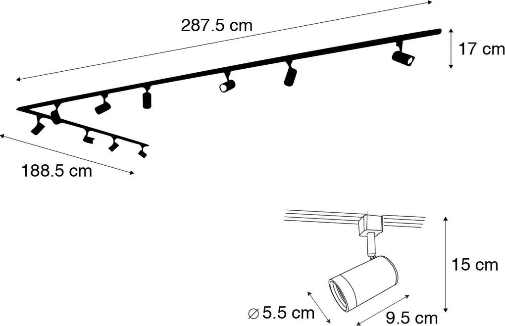 Chytrý 1fázový kolejnicový systém s 10 bodovými světly bílý vč. Wifi GU10 - Iconic Jeana