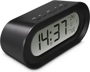 Hama Samos černá / Digitální budík / LCD / zobrazení teploty / datum /